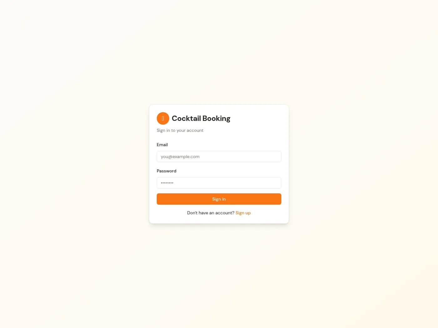 Cocktail Booking Portal
