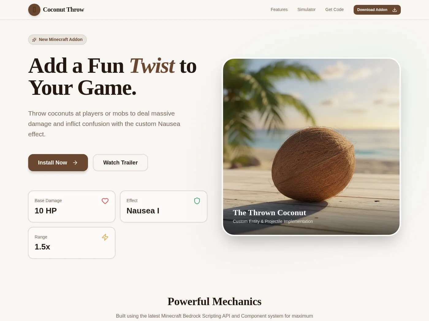 Coconut Throw Addon