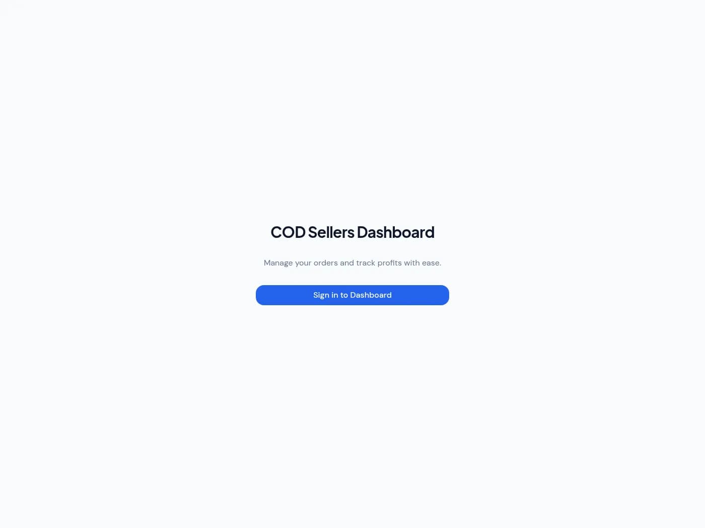COD Sellers Dashboard