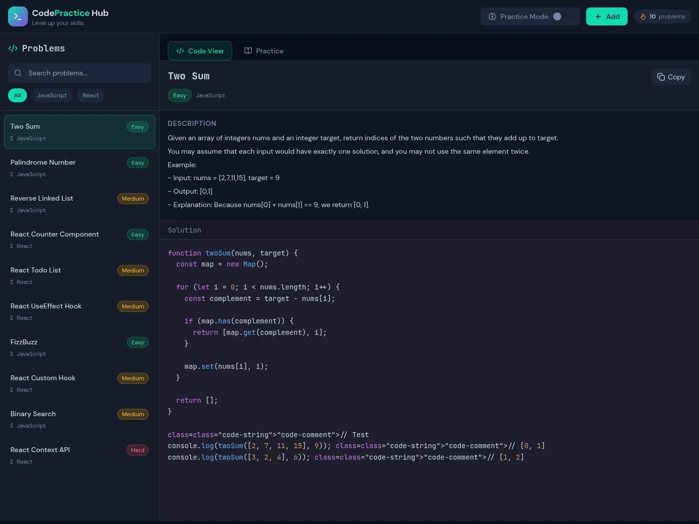 CodePractice Hub