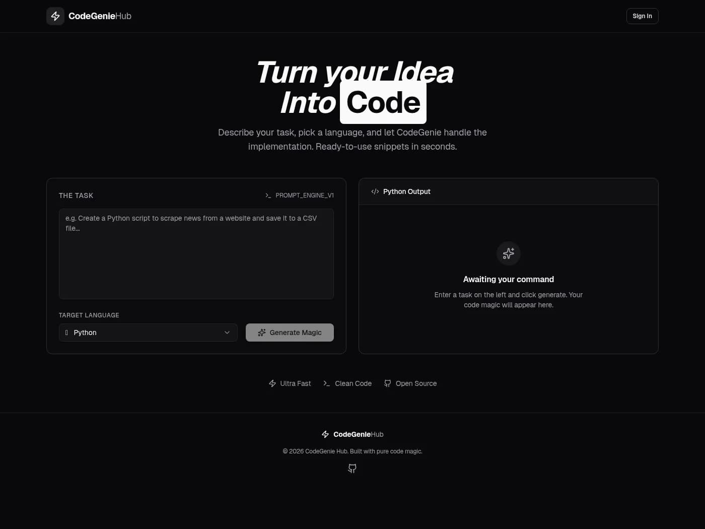 CodeGenie Hub Revamp