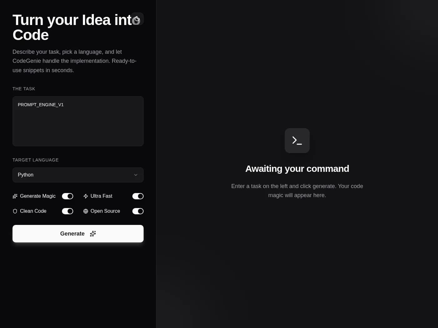 CodeGenie UI Replica