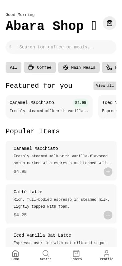 Coffee & Meal Delivery App