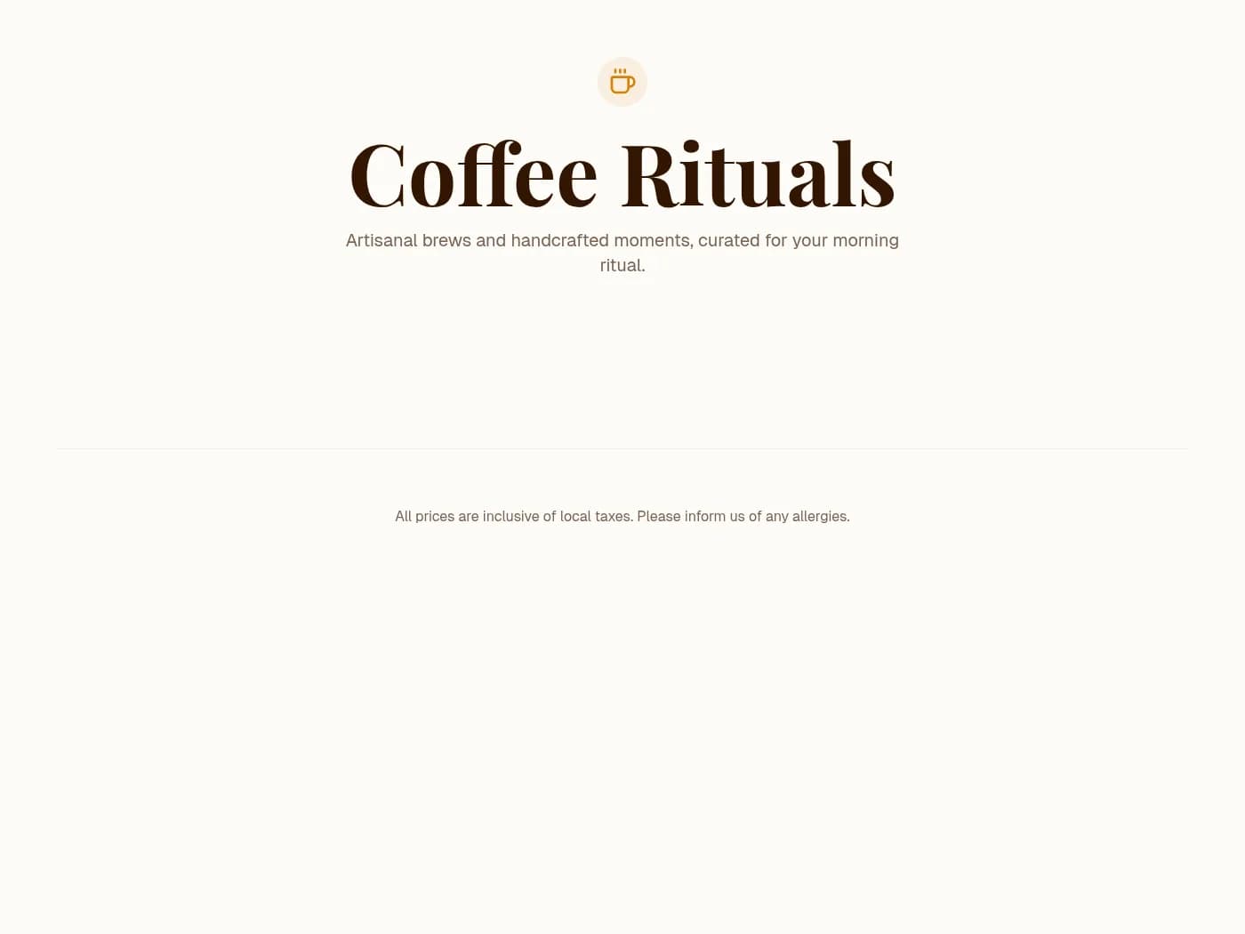 Coffee Menu Display
