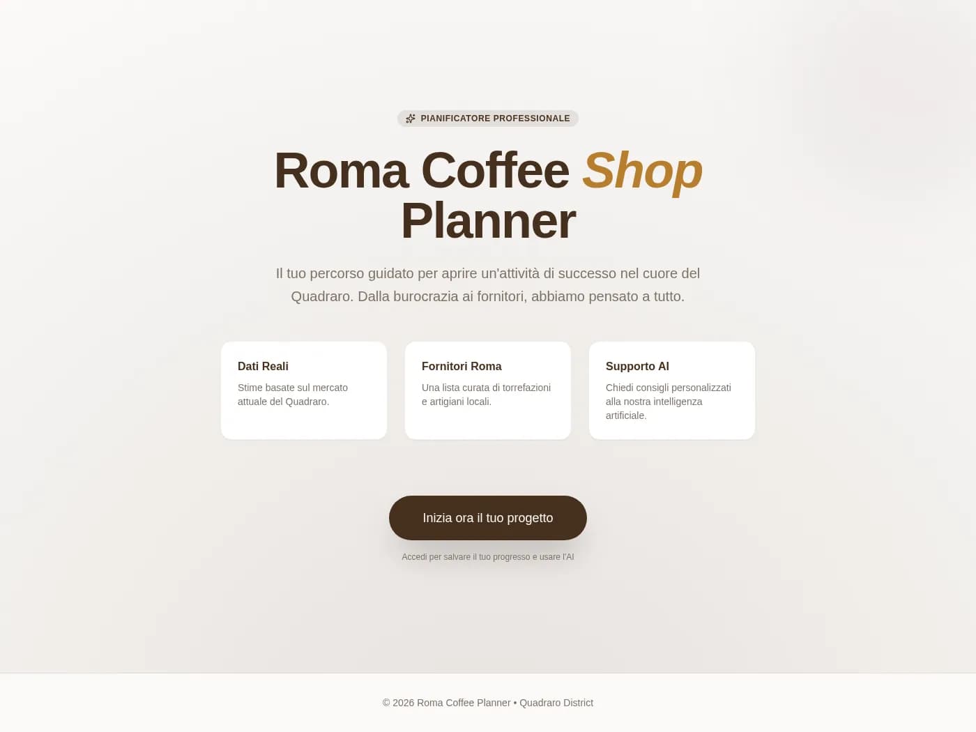 Roma Coffee Shop Planner