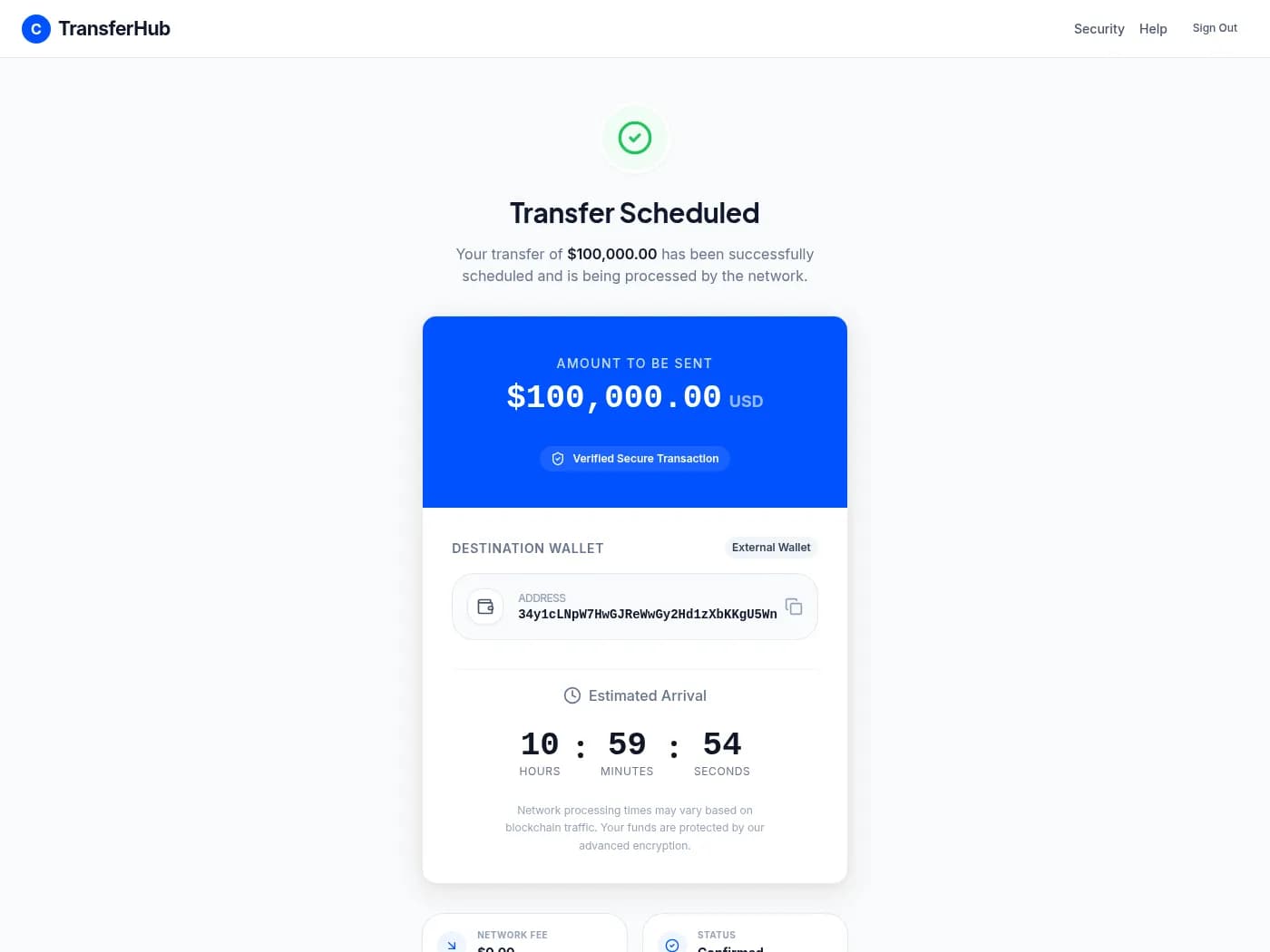 Coinbase Transfer Proof
