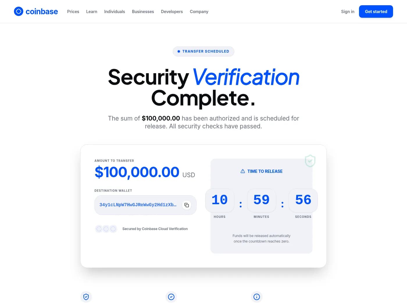 Coinbase Transfer Timer