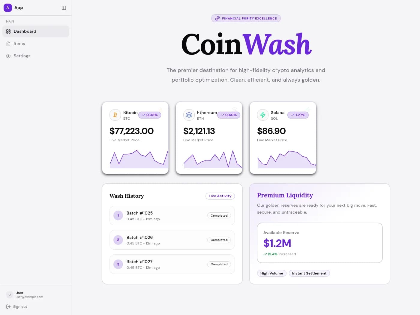 CoinWash Crypto App