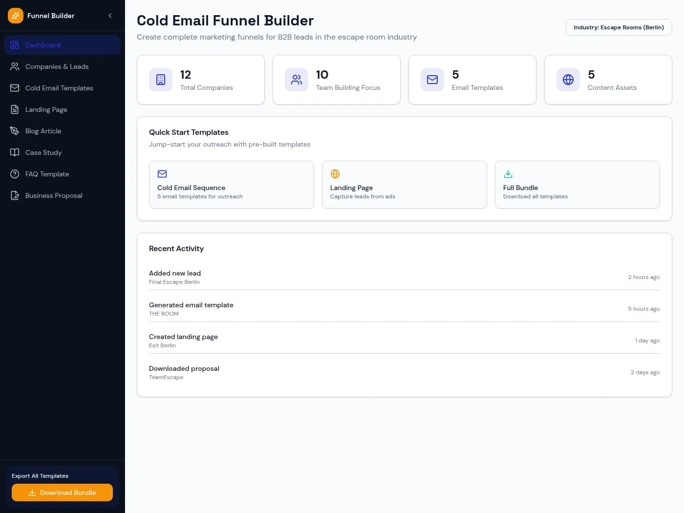 Cold Email Funnel Builder