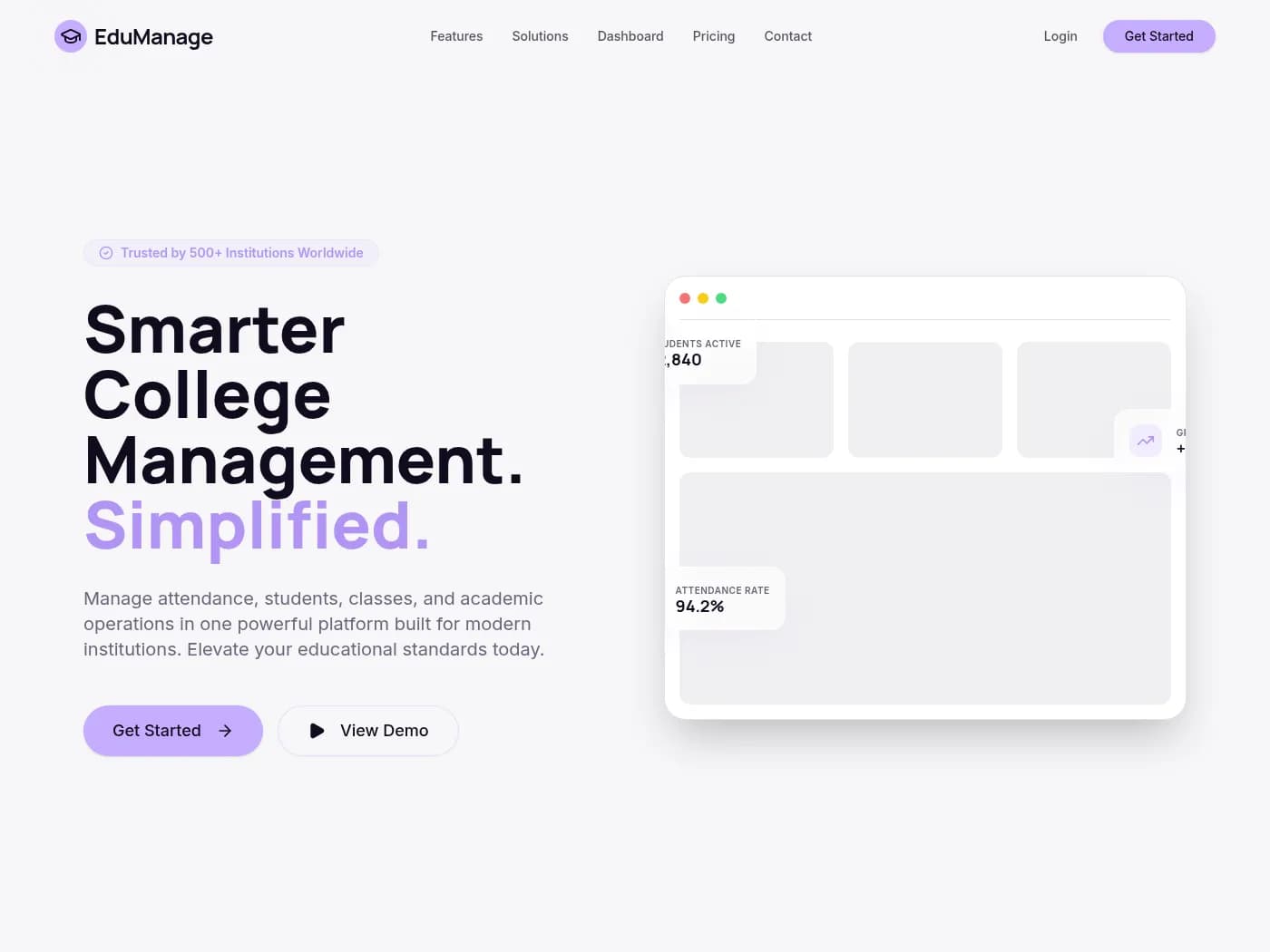 EduManage Landing Page