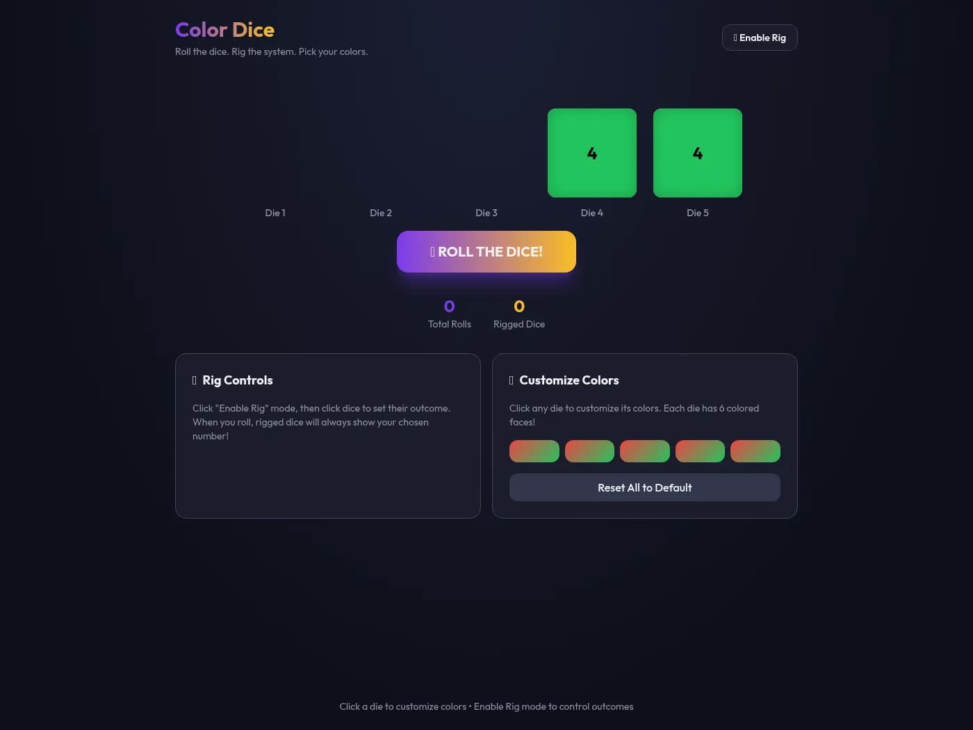 Custom Color Dice
