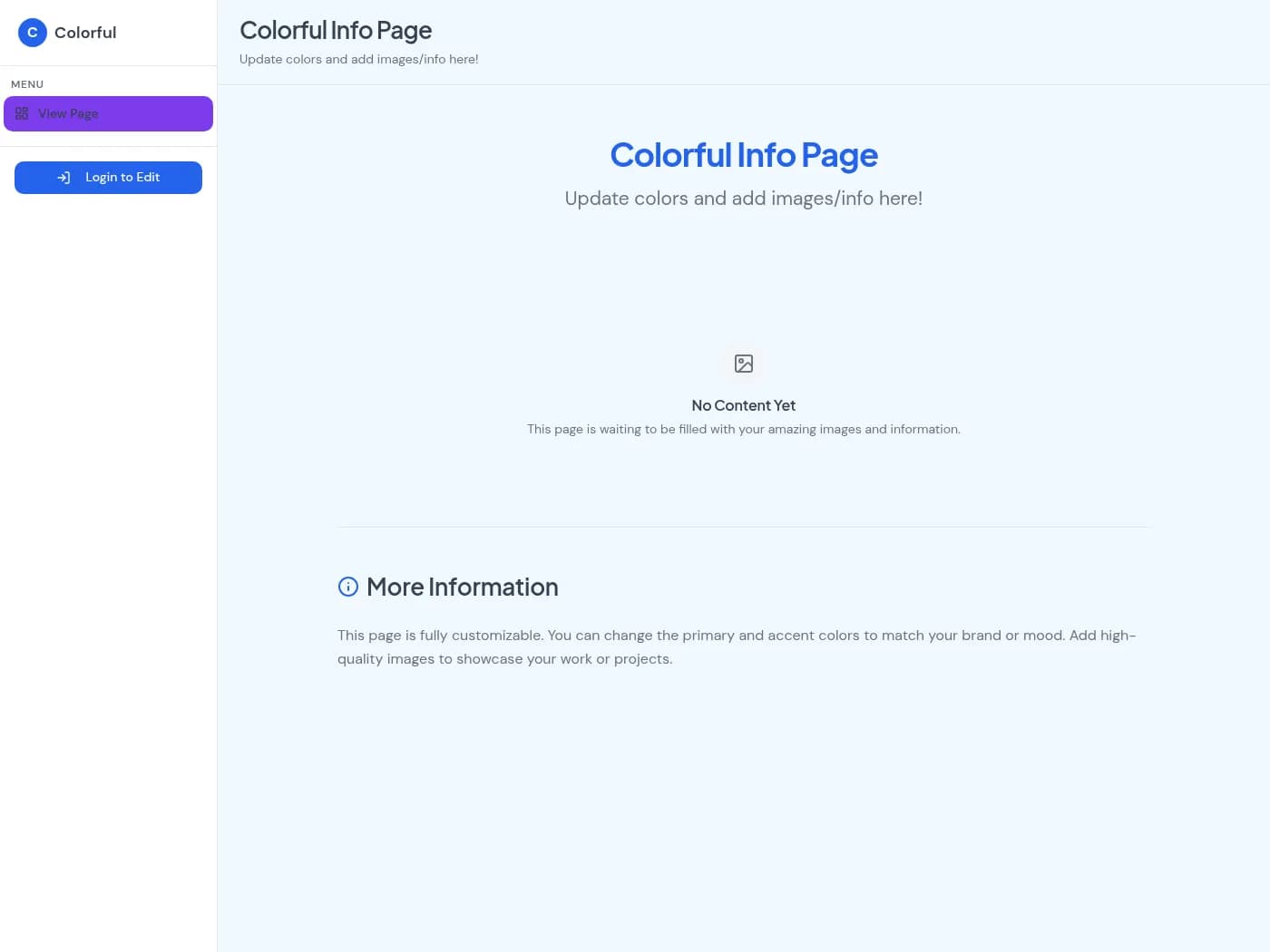 Colorful Info Page