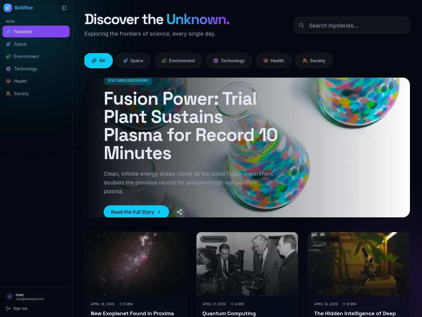 Colorful Science News Portal
