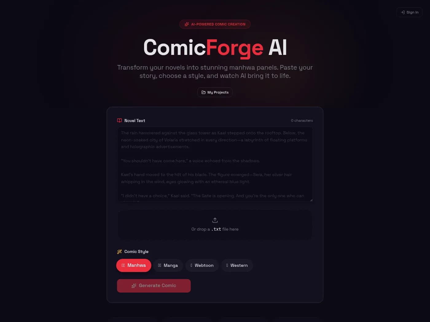 ComicForge AI Platform