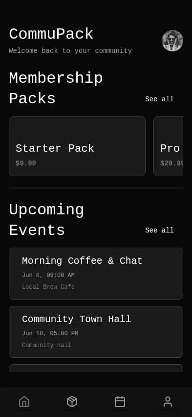 CommuPack Events App