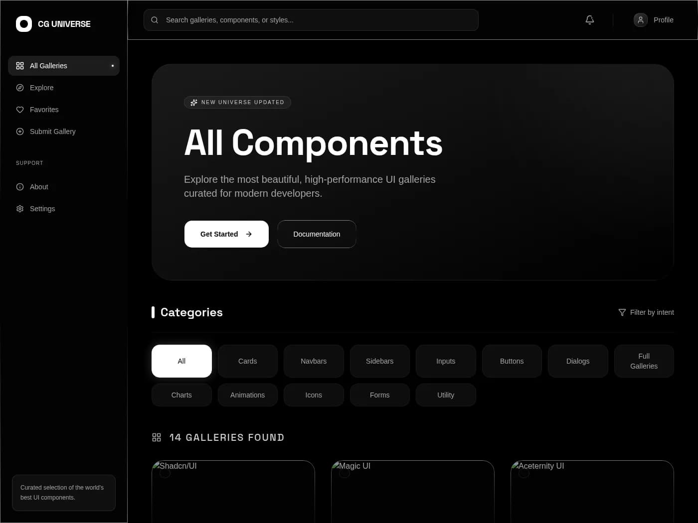 Component Gallery Universe