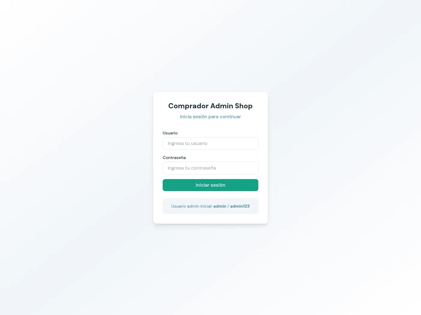 Comprador Admin Shop