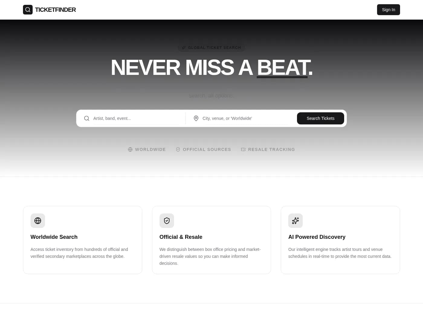 Global Concert Ticket Finder