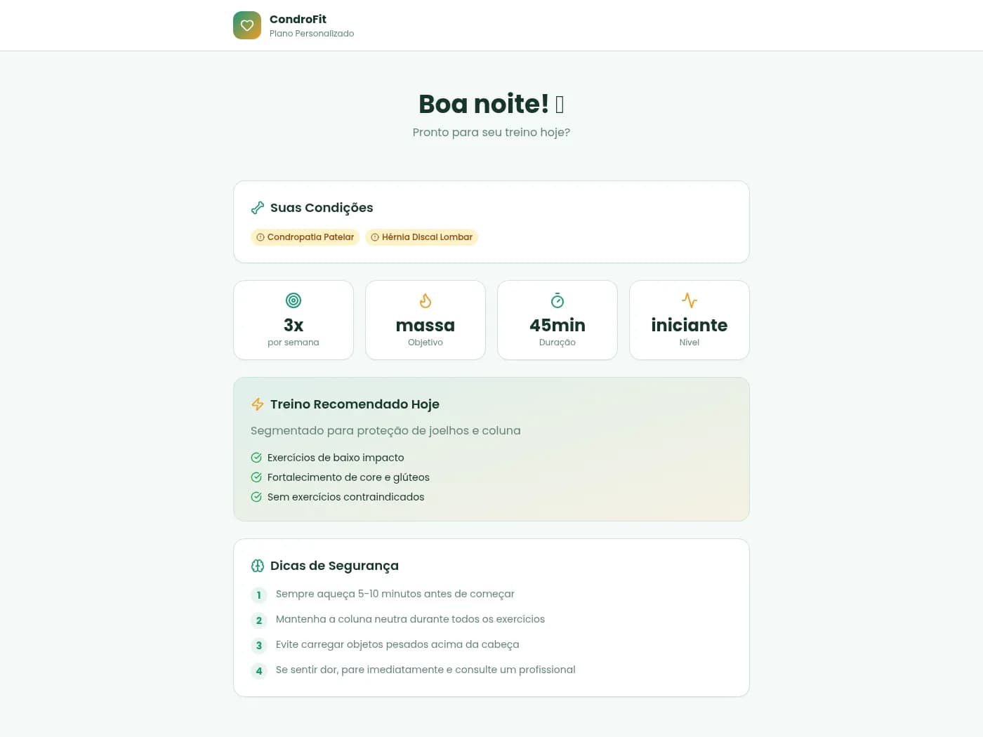 CondroFit Planner