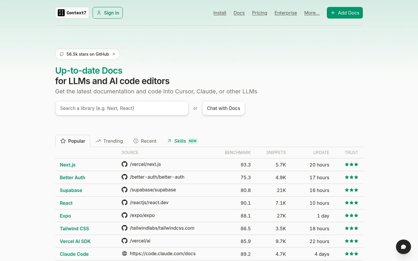 Context7 MCP landing page — live documentation injection for Claude Code, eliminating training cutoff issues