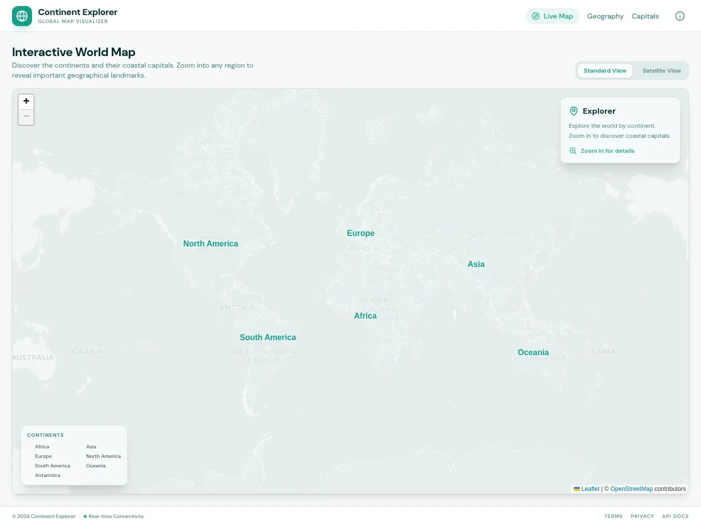 Continent Map Explorer