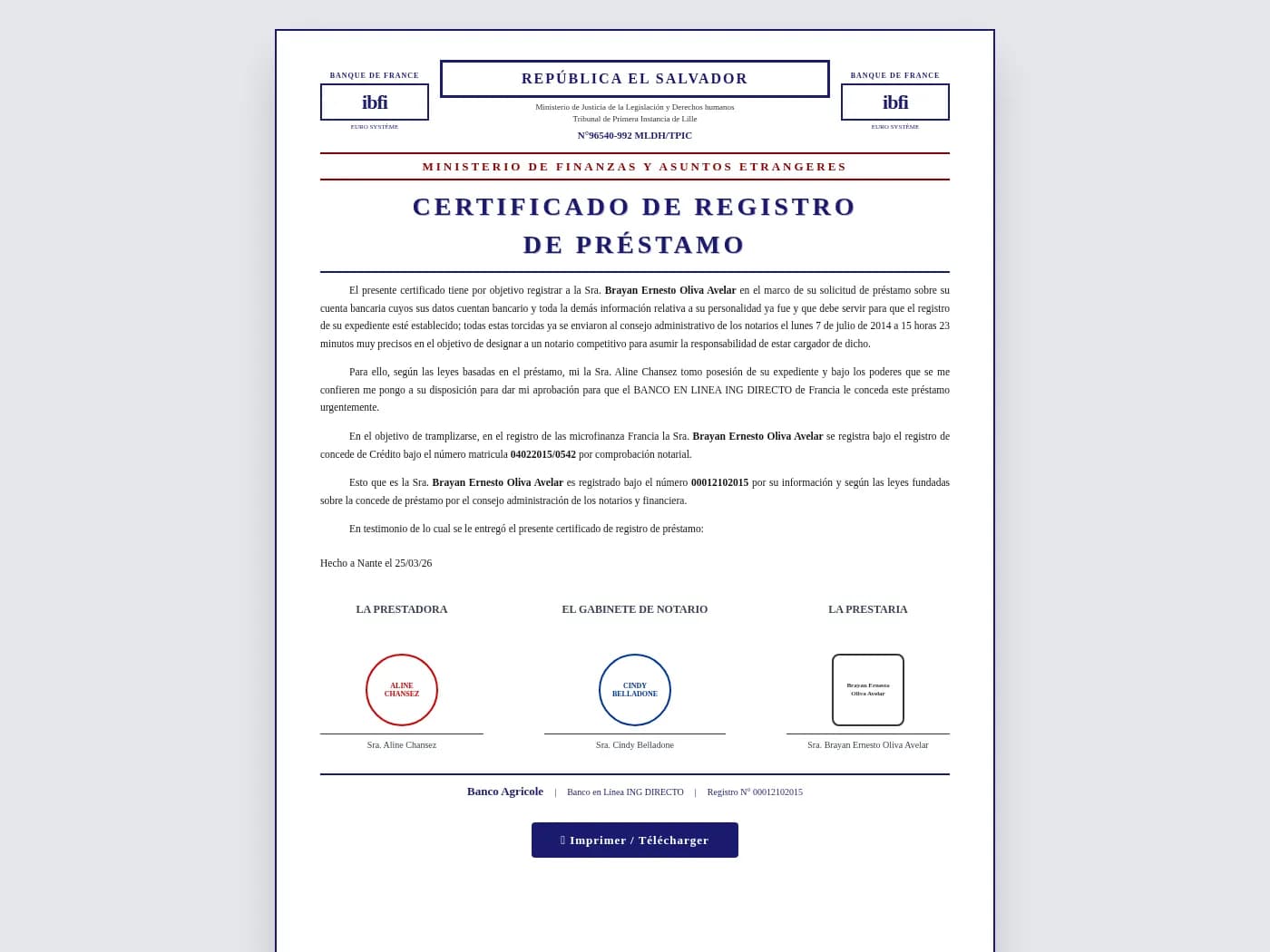 Identité Contrat Editor