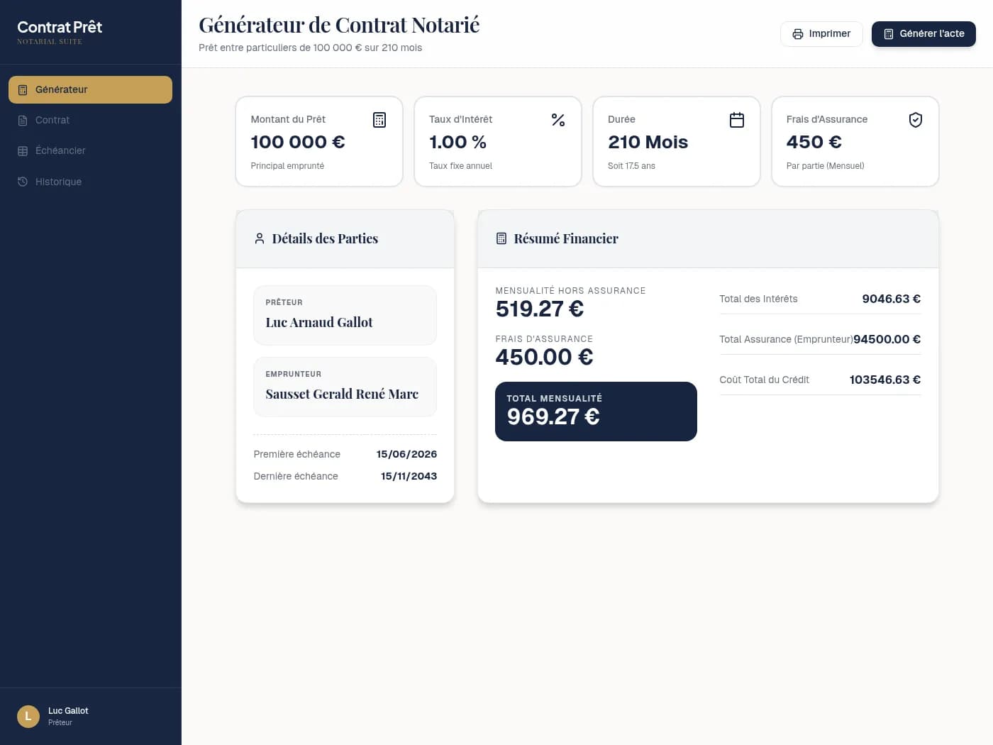 Contrat Prêt Facilité