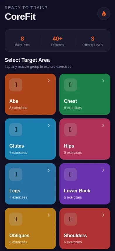 CoreFit Exercise App