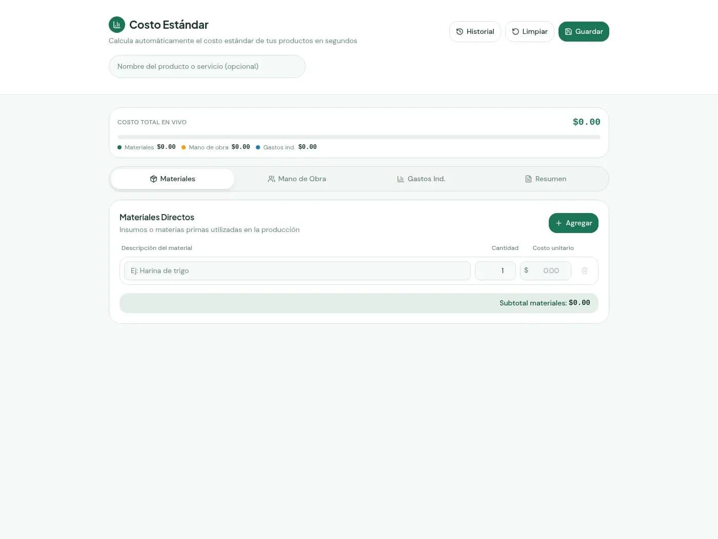Costo Estandar Automático