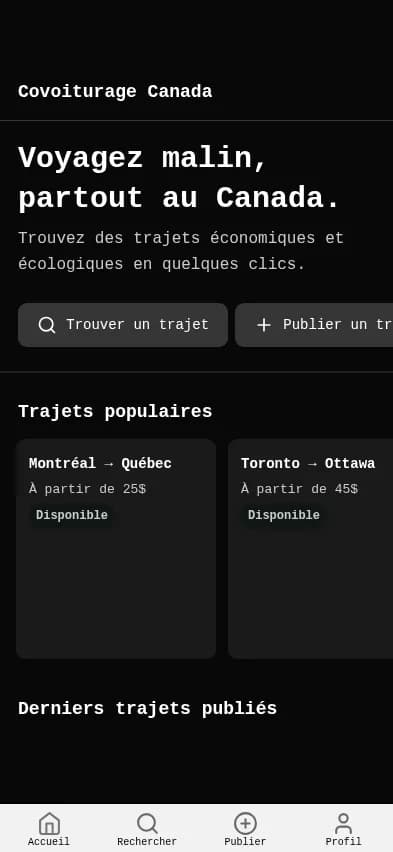 Covoiturage Canada App