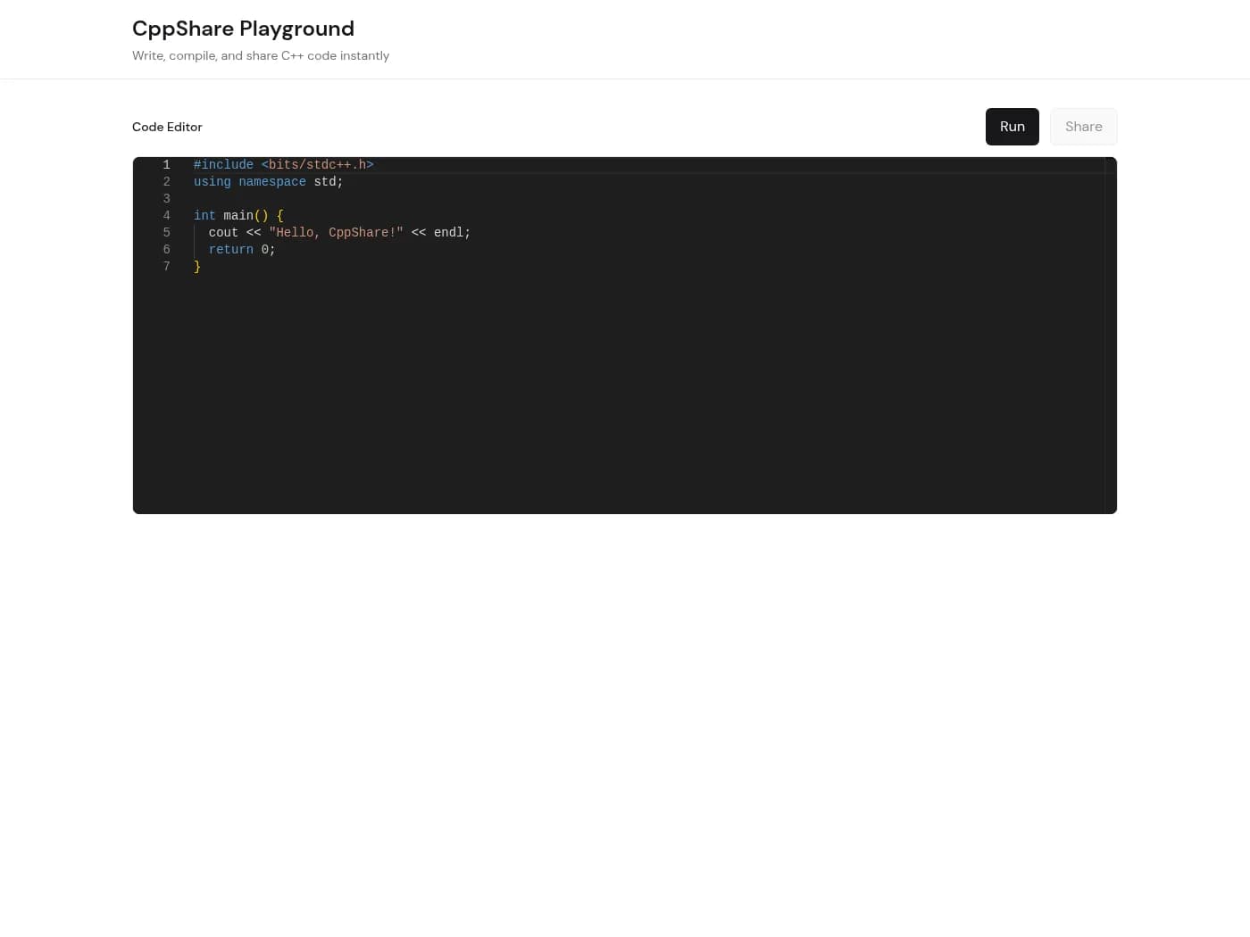 CppShare Playground