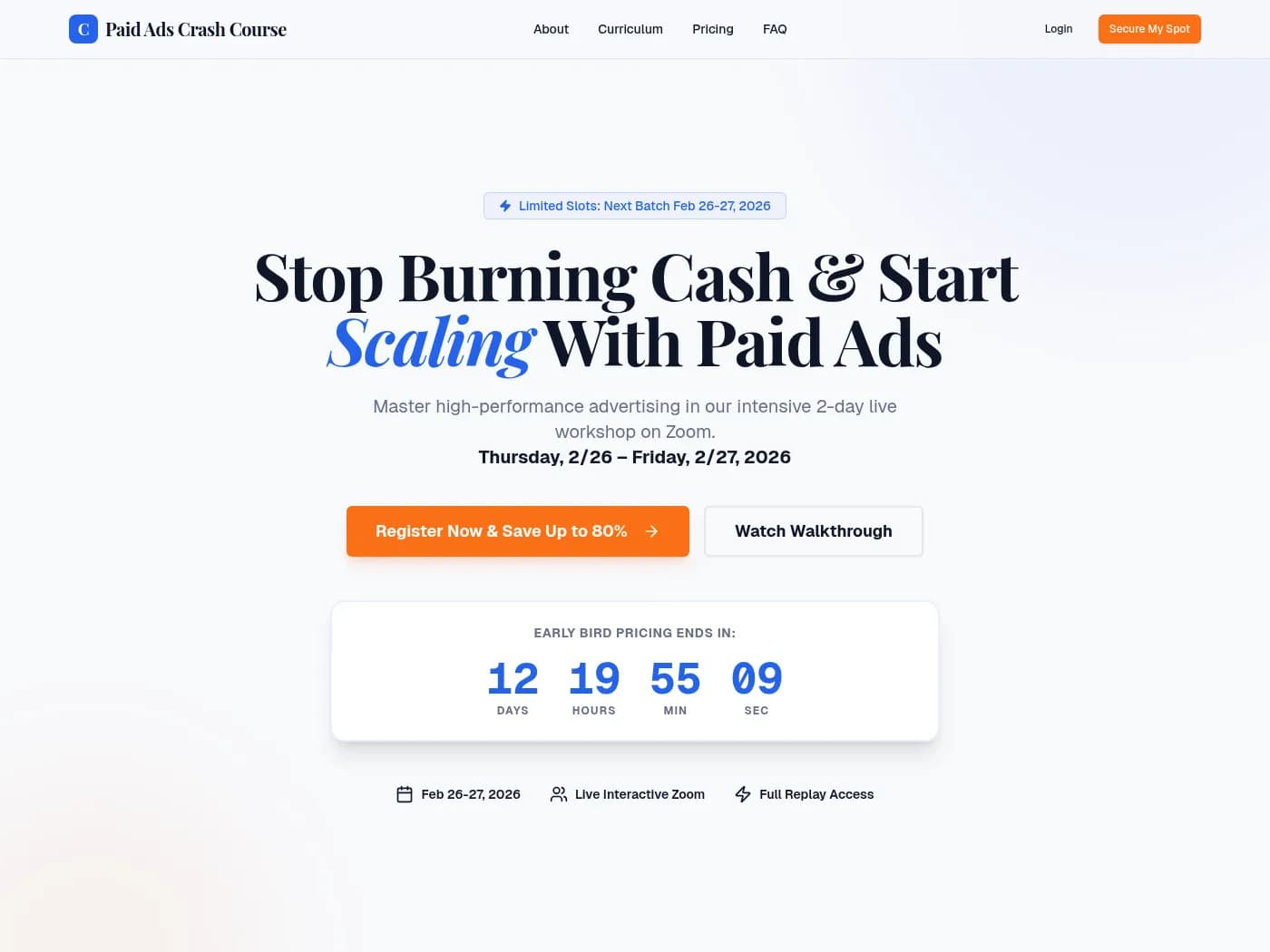 Crash Course Landing Page