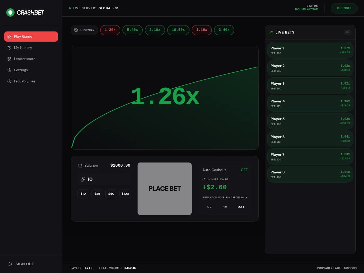 CrashBet Web Game