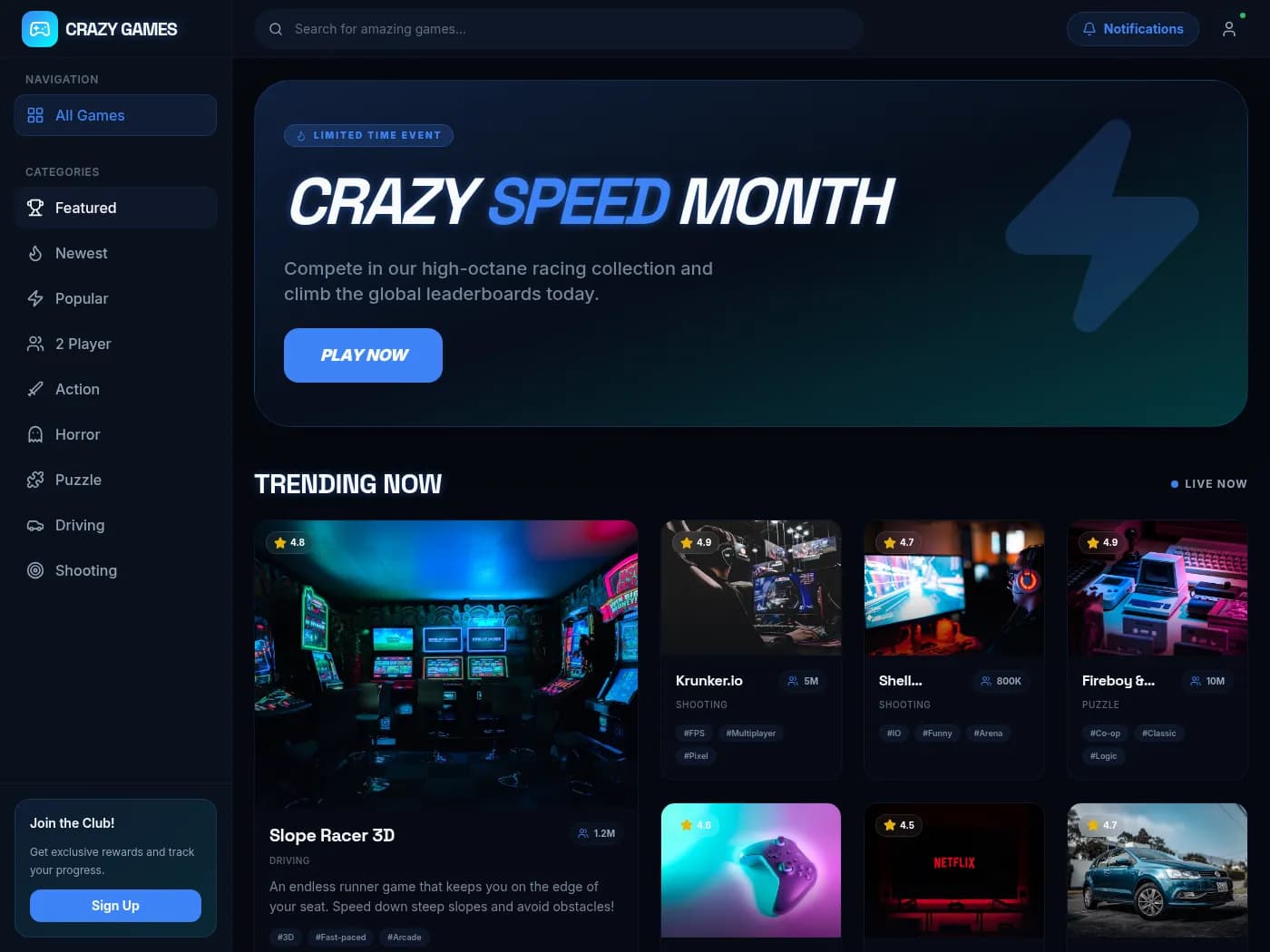 Crazy Games Clone