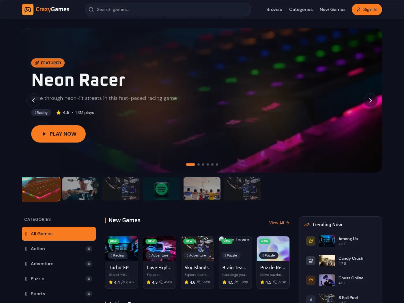 CrazyGames Clone