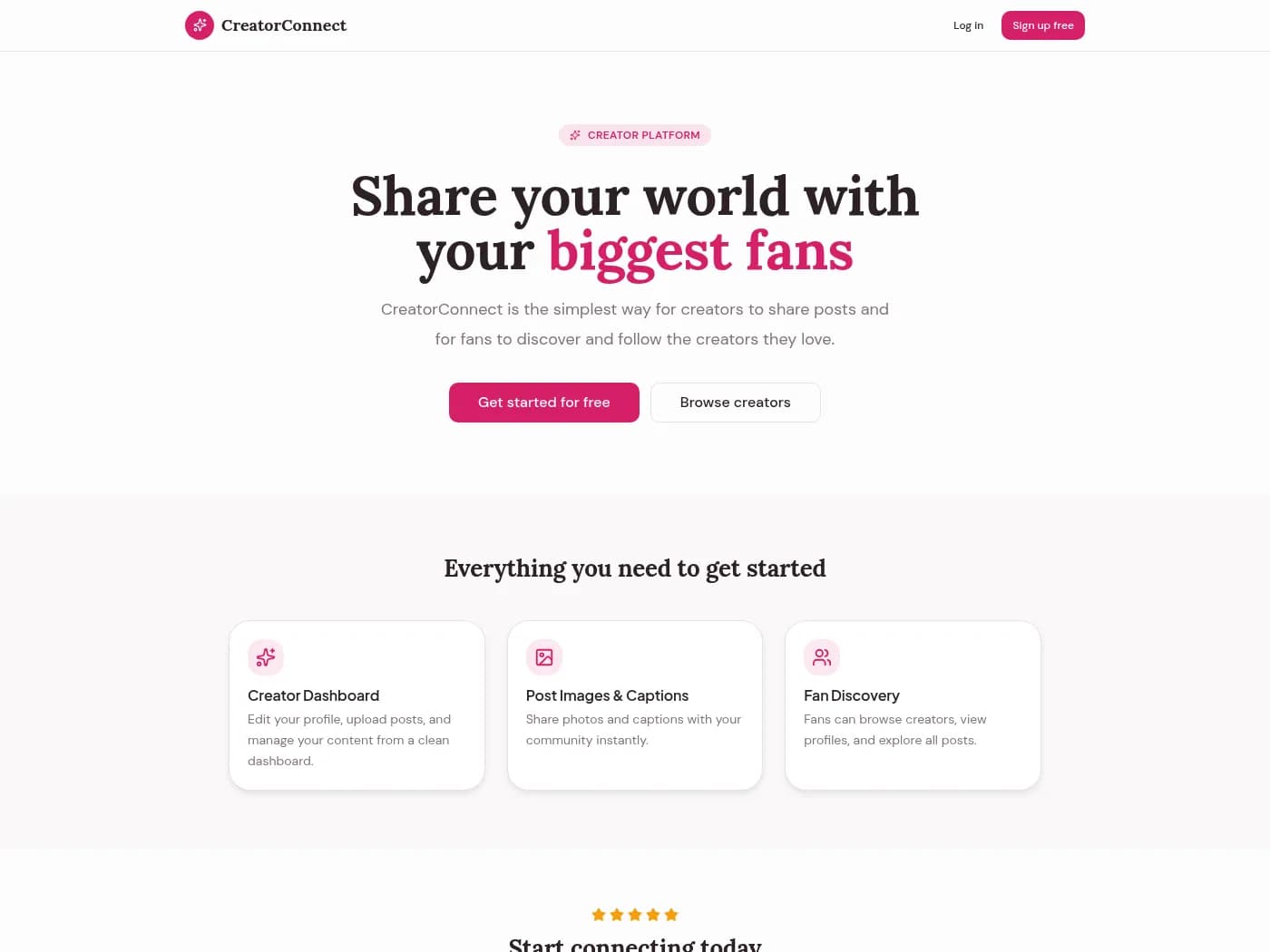 CreatorConnect Web App