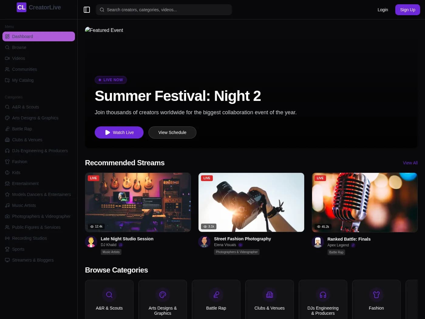 CreatorLive Platform