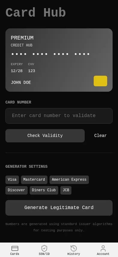 Credit & SSN Validator Hub