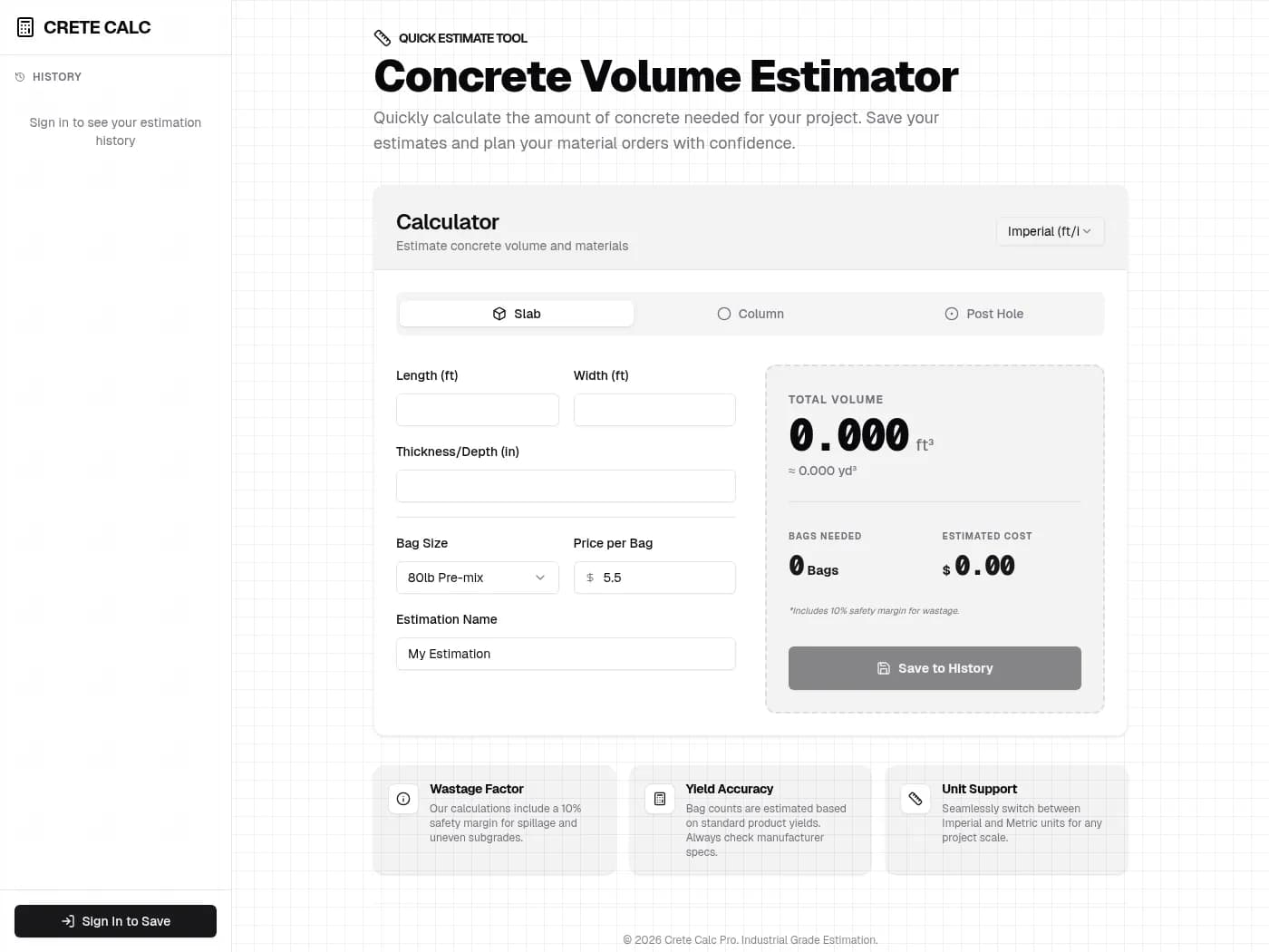 Crete Calculator