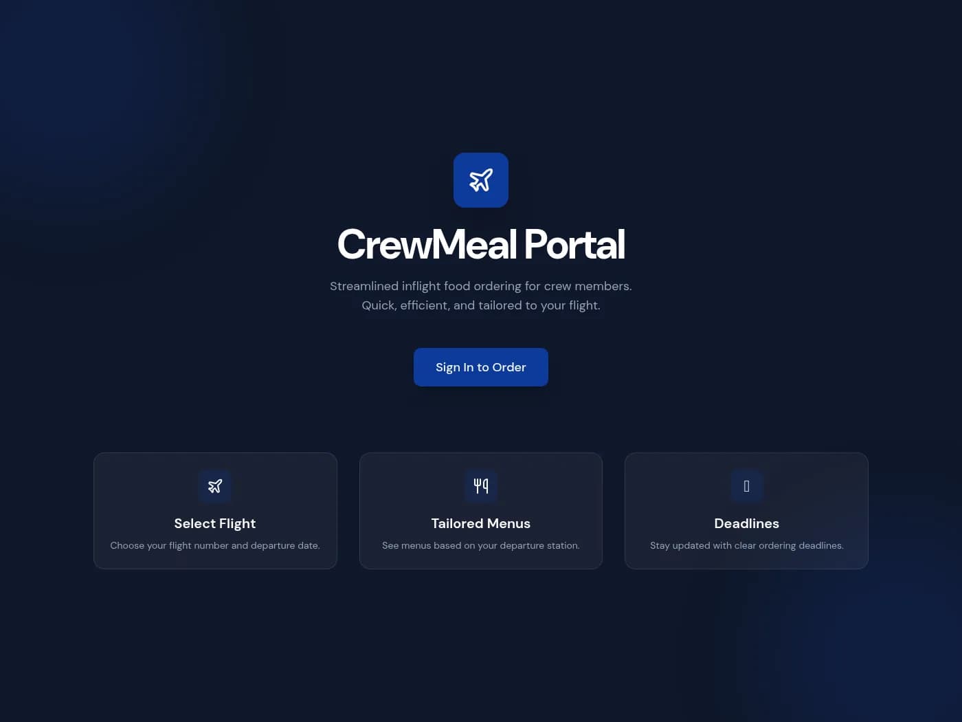 CrewMeal Order Portal