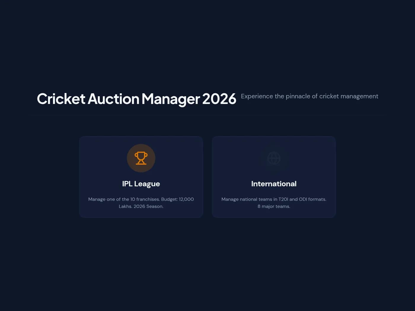 Cricket Auction Manager