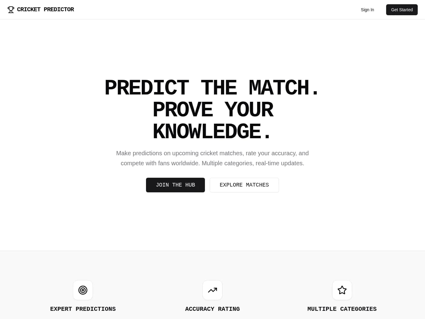 Cricket Predictor Hub