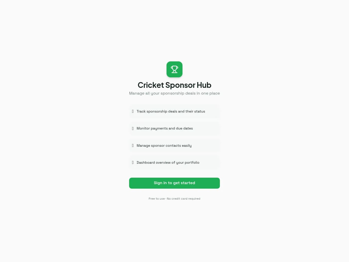 Cricket Sponsor Hub