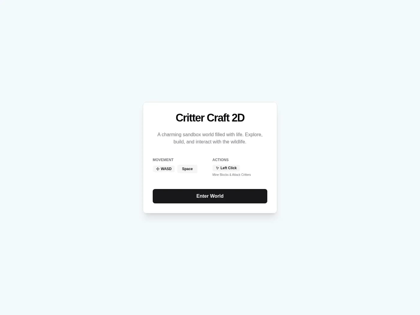 Critter Craft 2D
