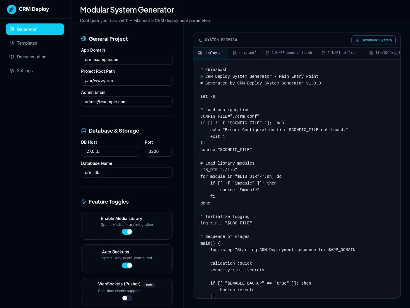 CRM Deploy System Generator