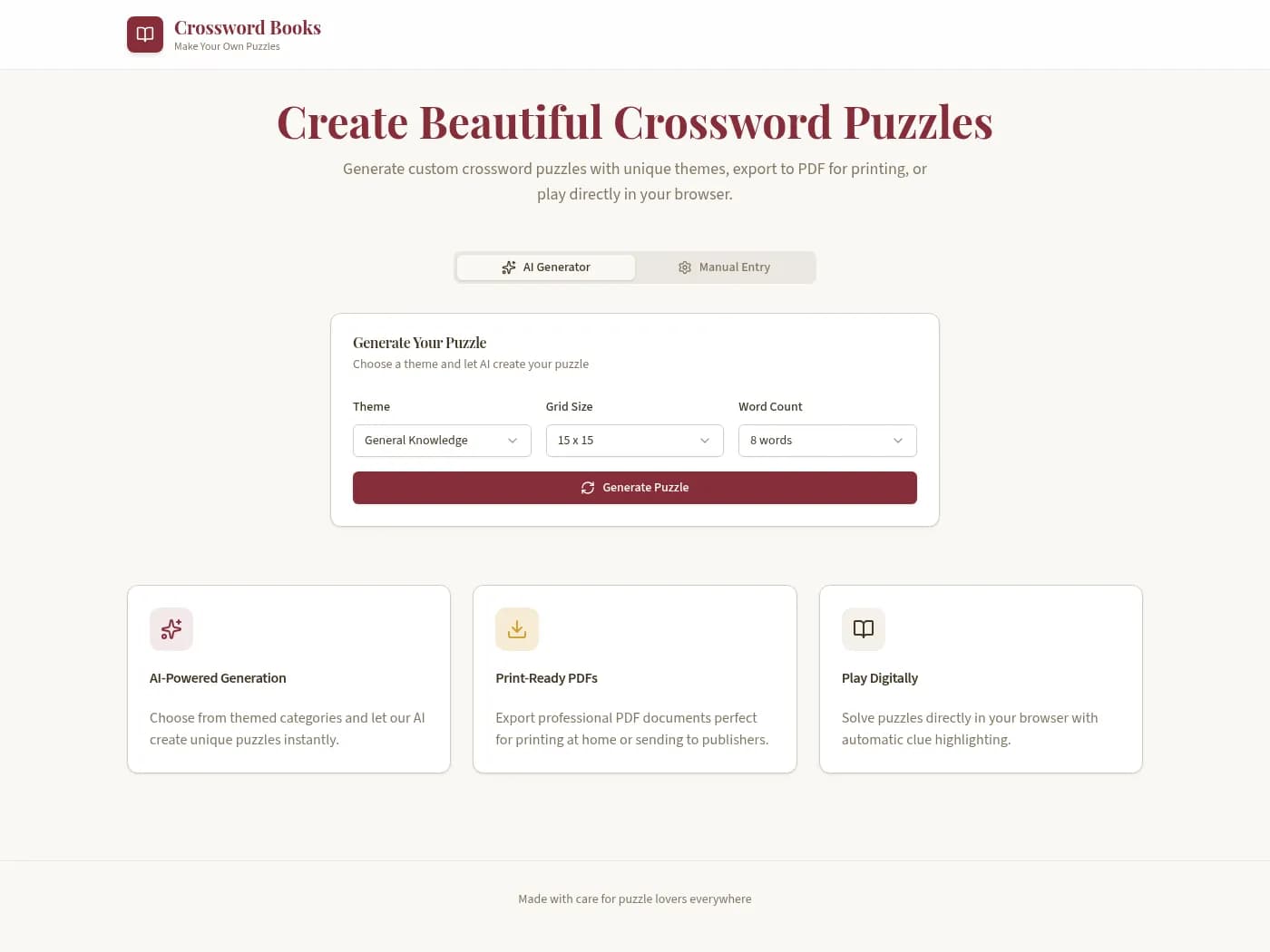 Crossword Books Maker