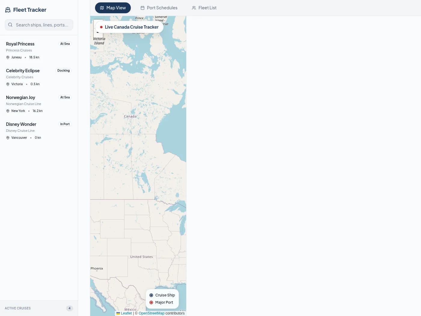 Canada Cruise Tracker