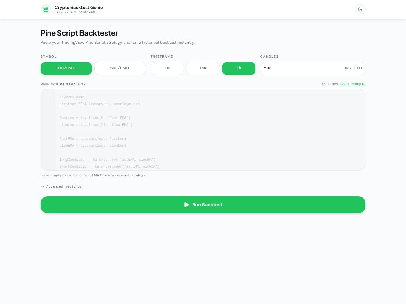 Crypto Backtest Genie