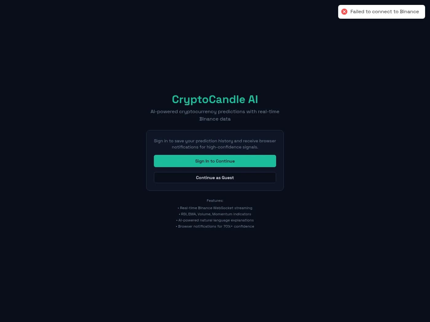 CryptoCandle AI Predictor