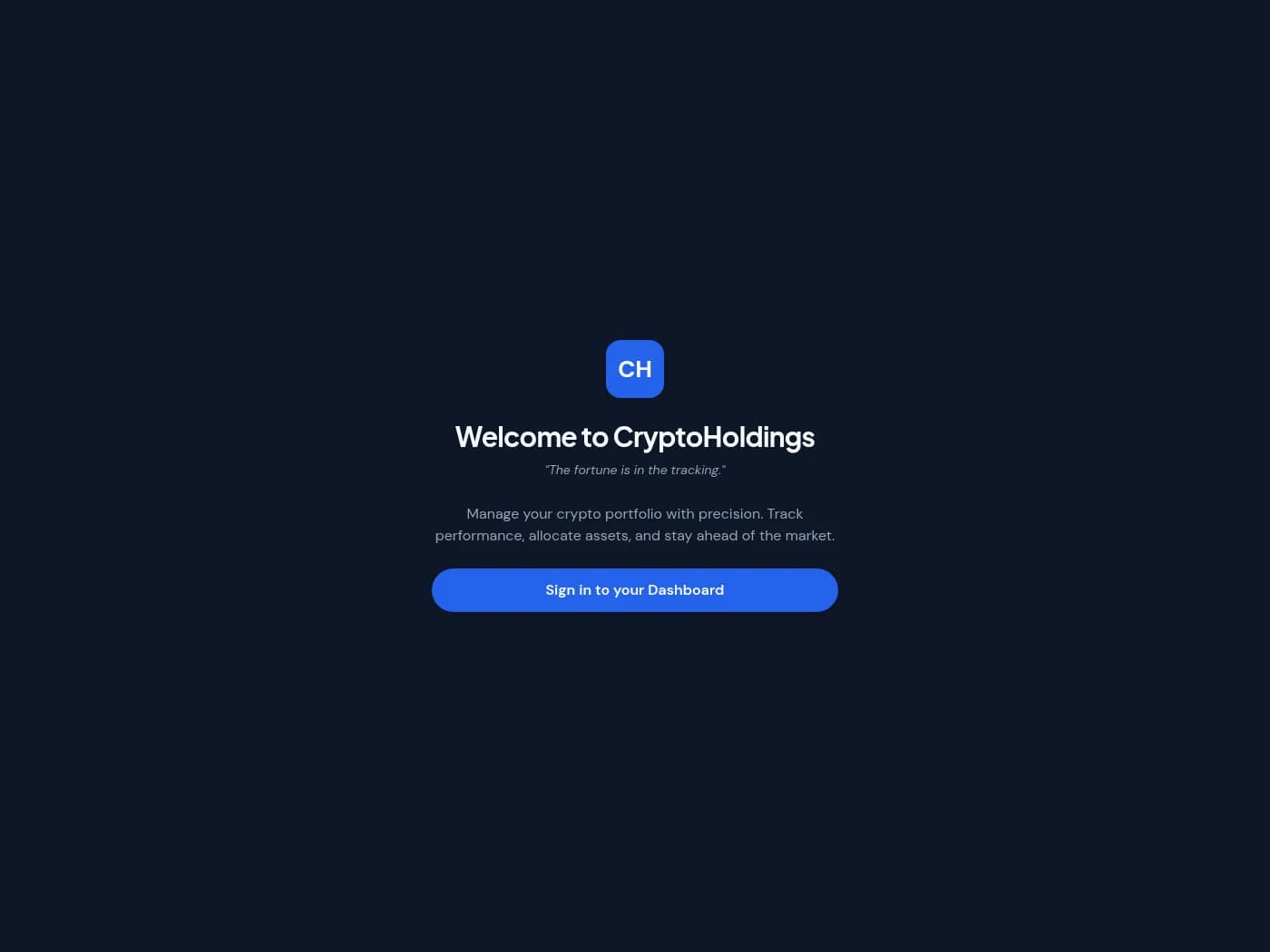 CryptoHoldings Dashboard